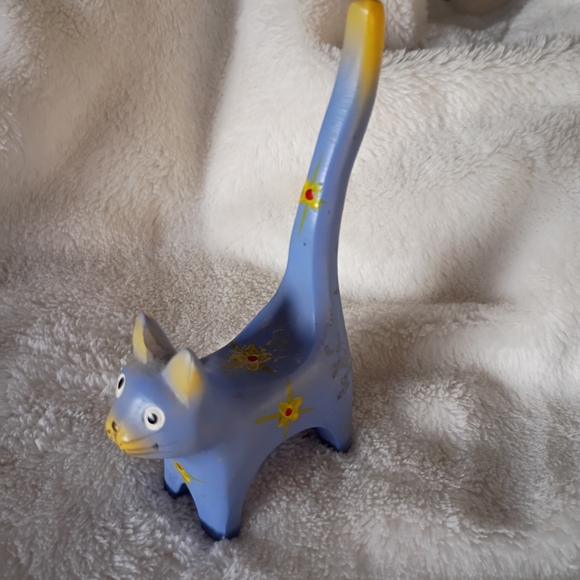 Jewelry | Handcrafted Blue Cat Figurine | Poshmark